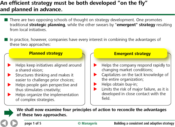 Building a consistent and adaptive strategy - Synthèse Manageris
