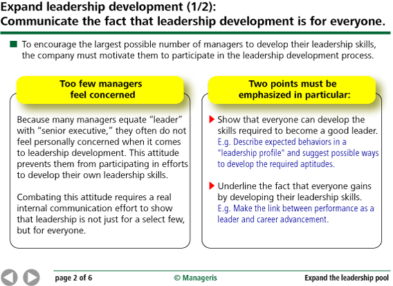 Expand the leadership pool - Synthèse Manageris